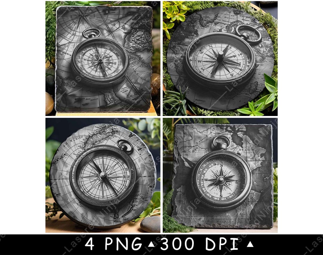 Vintage Compass World Map Navigation Cartography Nautical Laser File ...