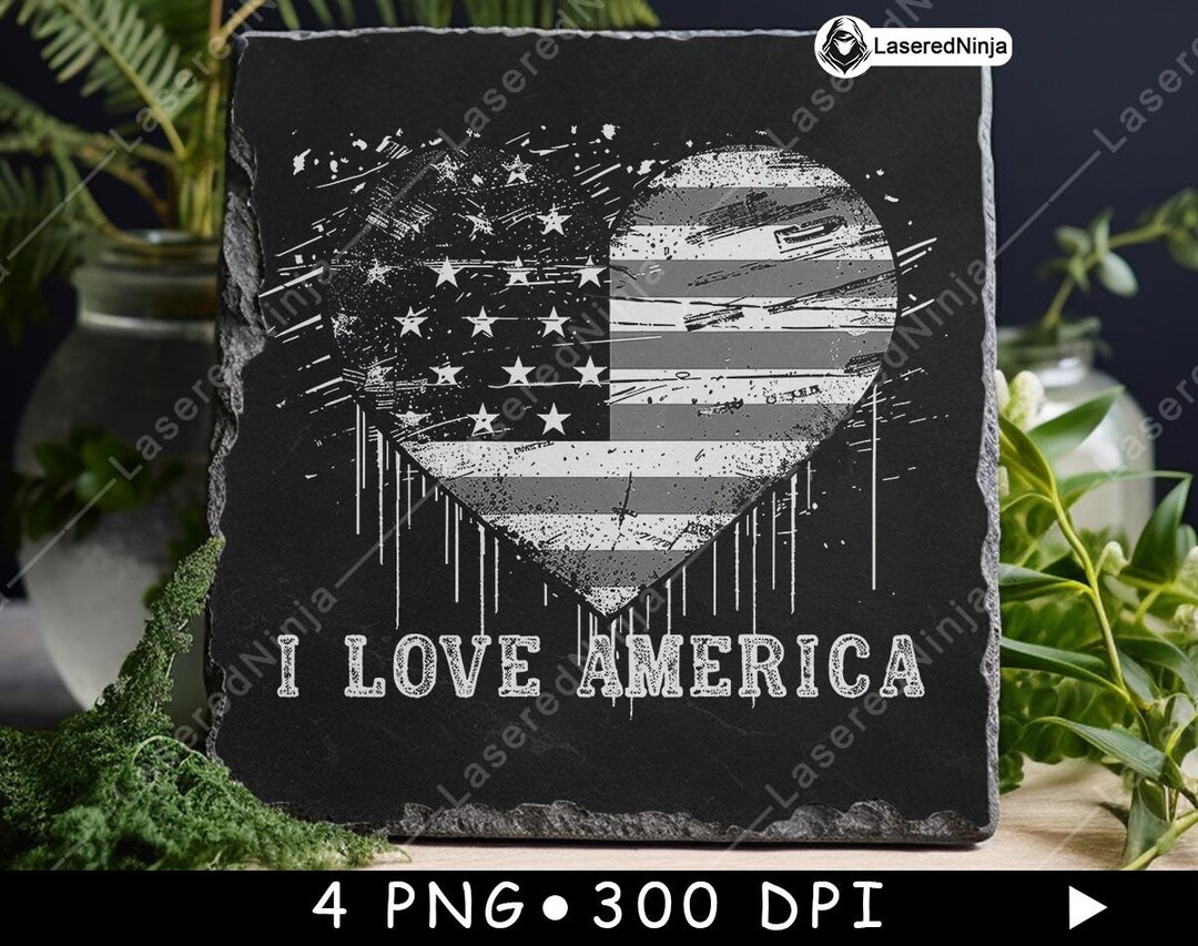 American Flag I Love American Heart Shaped Logo Patriotic Laser File ...