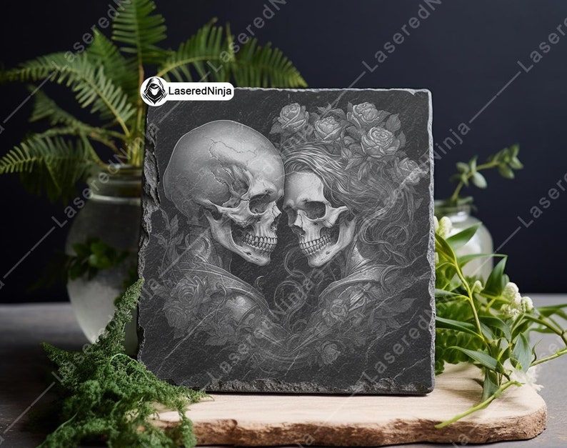 Gothic Skeleton Couple Set Skull Lovers Bundle Dark Romance Portrait ...