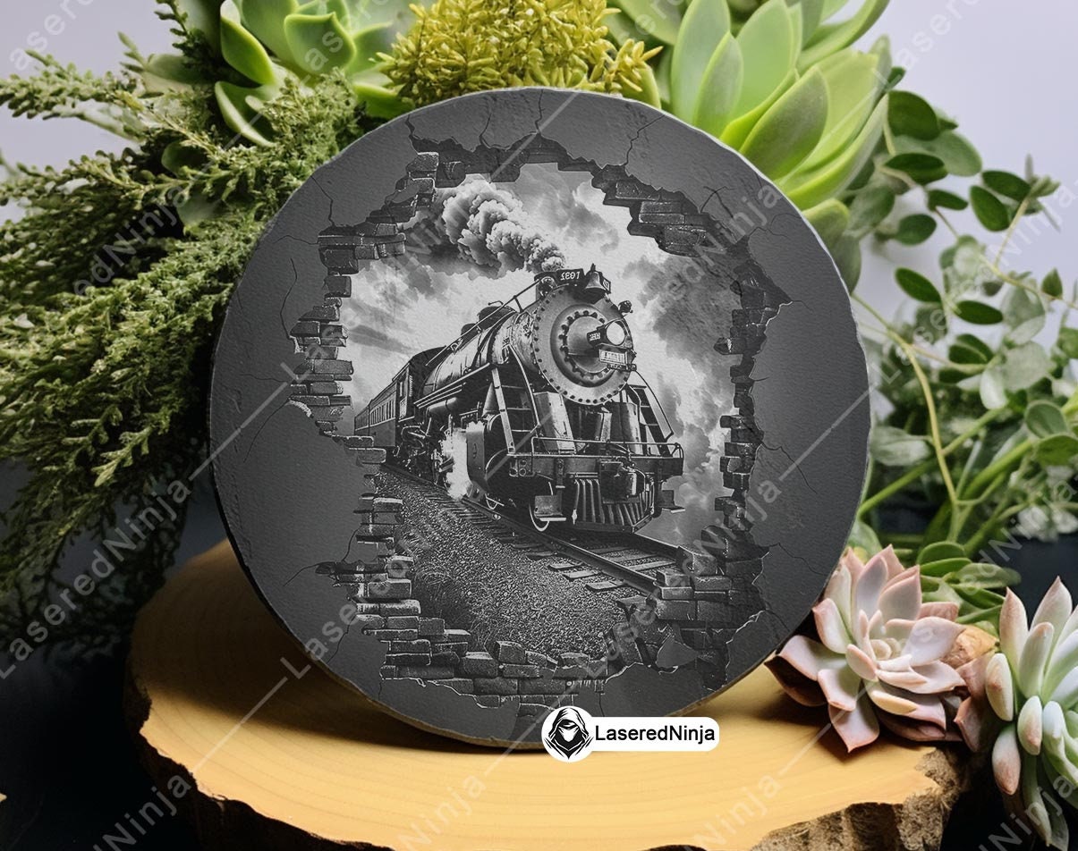 Steam Engine Train Locomotive Railway Tank Wagon Smoke Laser File ...