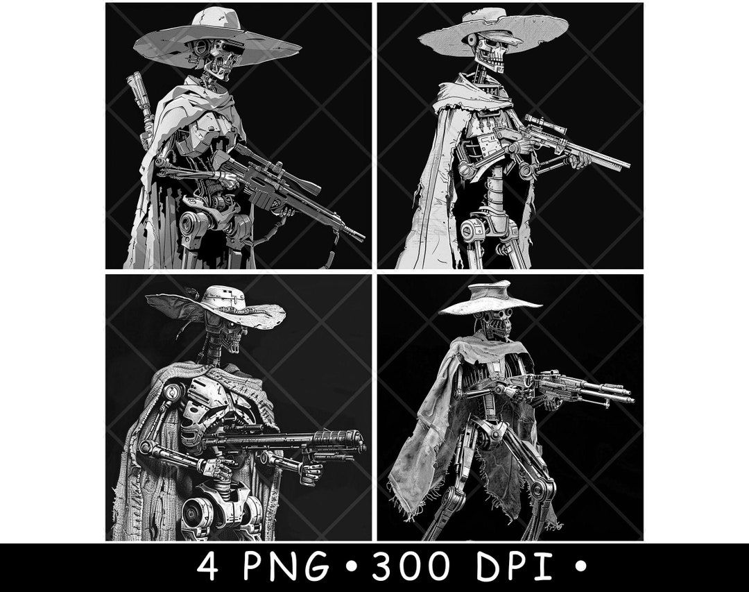 Skeleton Cowboy Robot Western Machine Bot Soldier Bandit Laser File ...