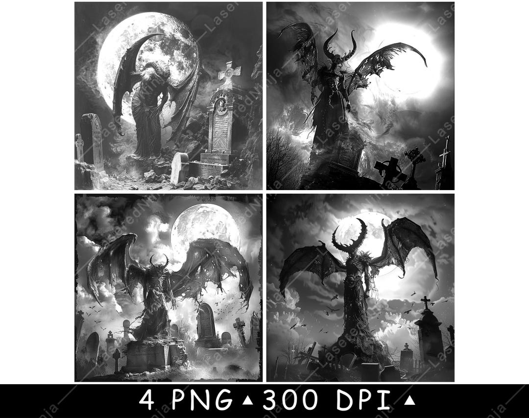 Demon Angel Gravestone Satan Horror Supernatural Gothic Laser File ...