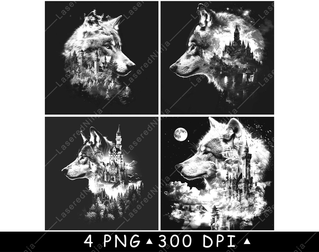 Wolf Castle Palace Kingdom Chateau Forest Wildlife Scene Laser File ...
