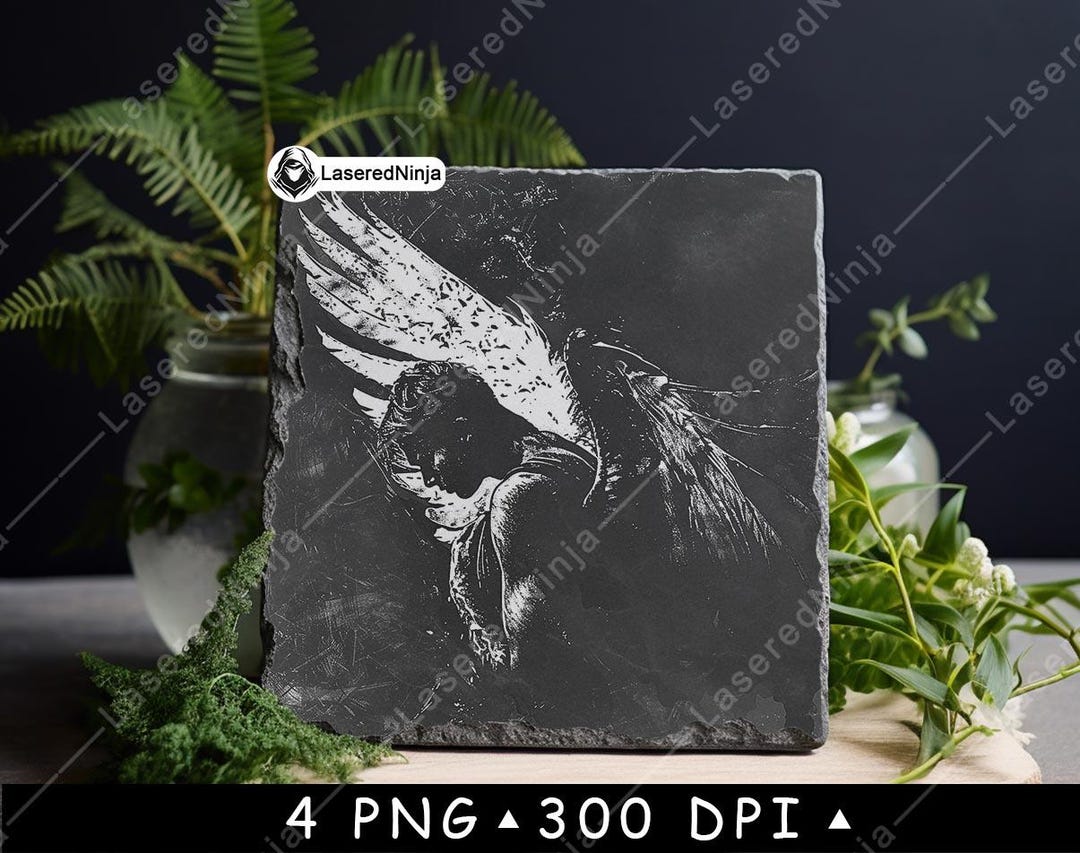 Dark Fallen Angel Portrait Collection Black and White Gothic Winged ...