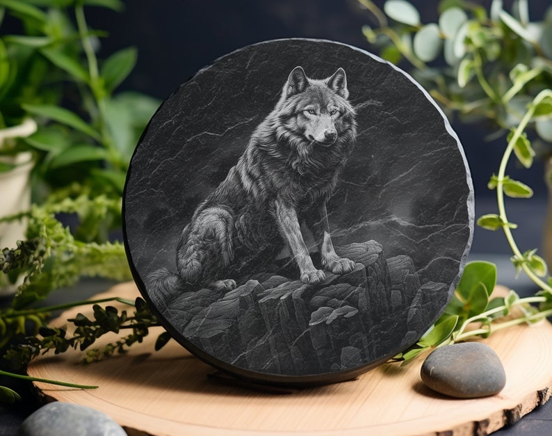 Wolf on Rock Designs for Laser Engraving, Print Projects, Wildlife ...