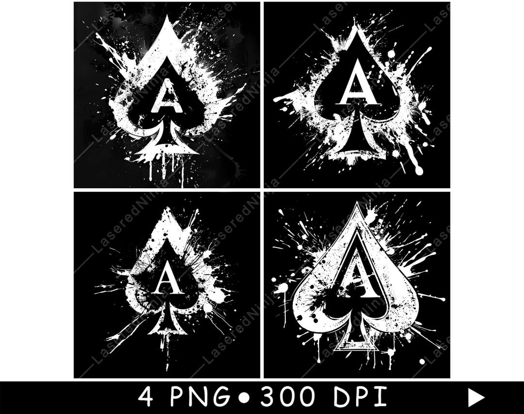Ace of Spade Letter A Card Alphabet Splatter Game Poker Laser File ...