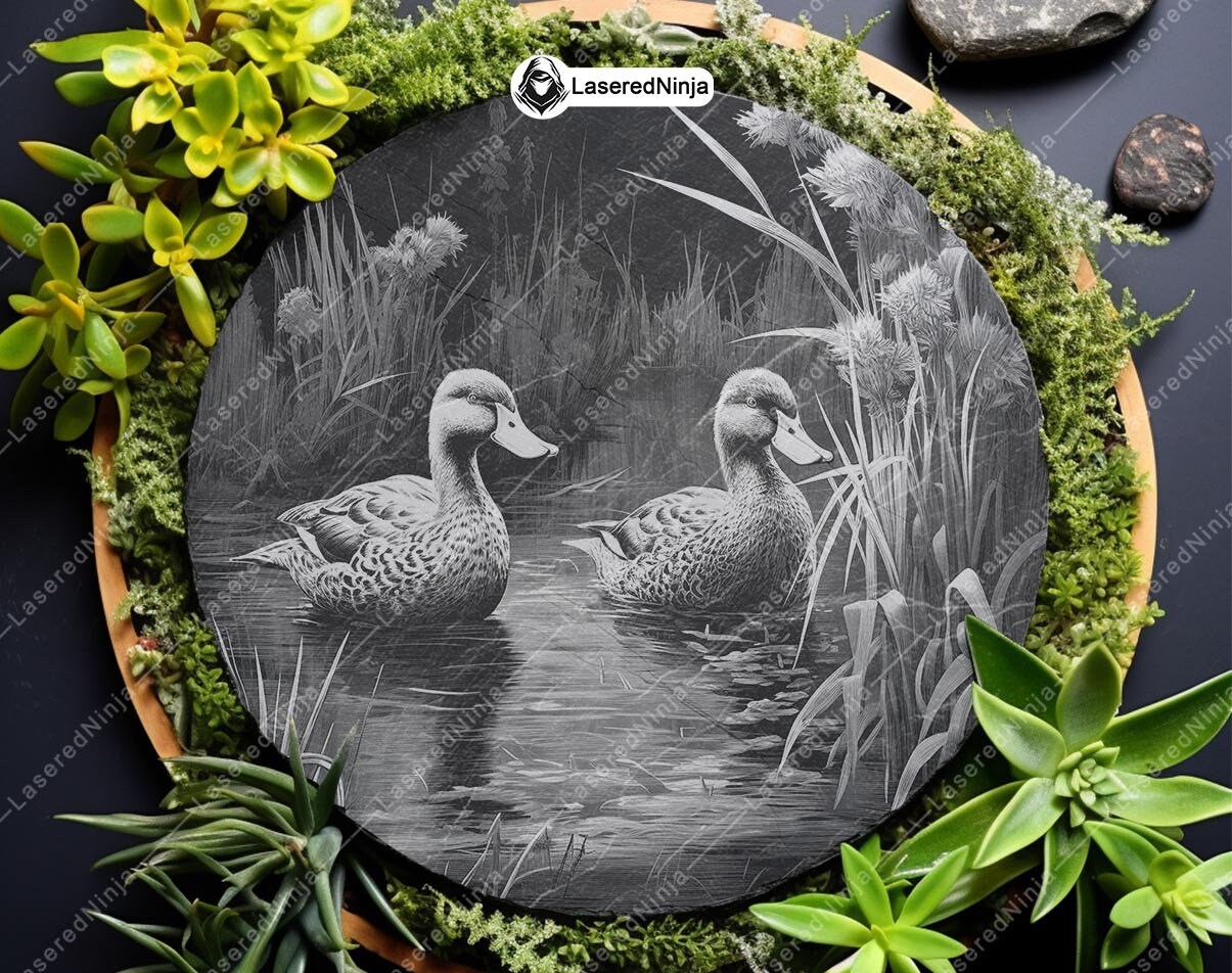 Duck Swamp Marsh Couple Wildlife Farm Wetland Scene Coaster Laser File ...