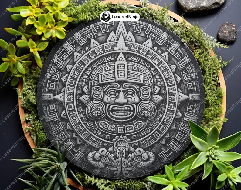 Mayan Calendar Aztec Ancient Symbol Astro Tzolkin Laser PNG Slate ...