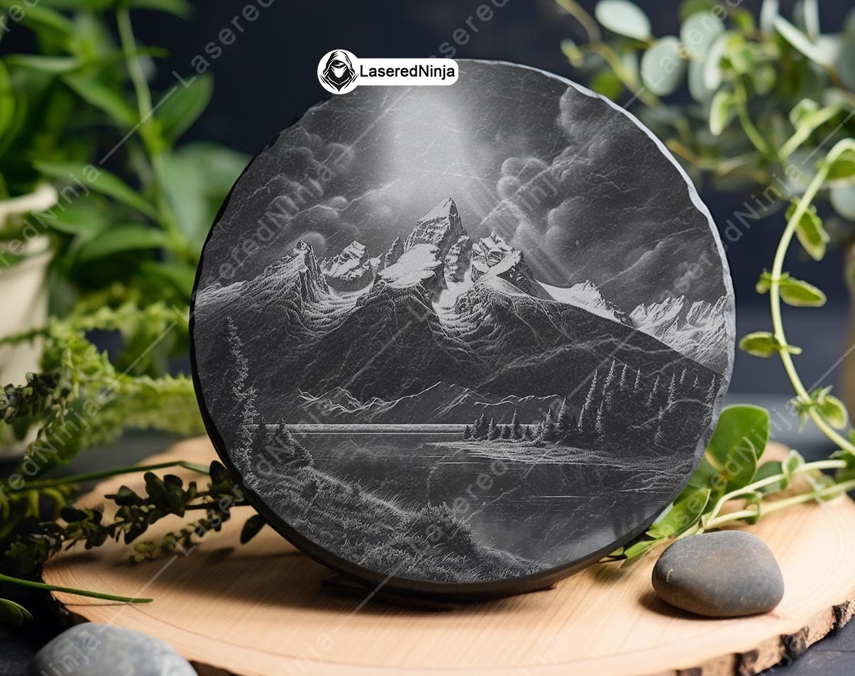 Mountain River Landscape PNG Set | Nature Scene Laser Engraving Files ...