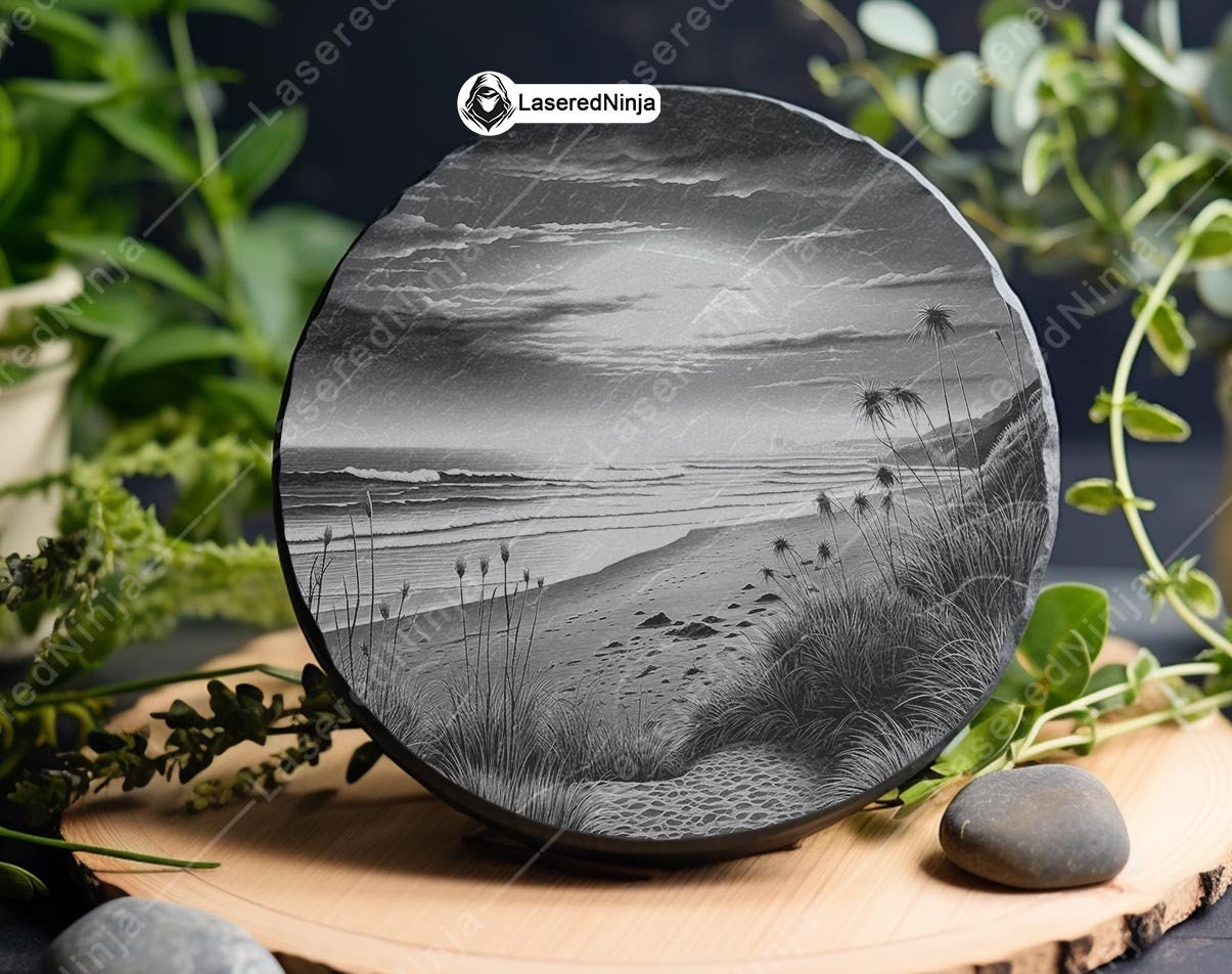 Ocean Sunrise Sunset Moon Beach Water Sea Horizon Scene Laser File ...