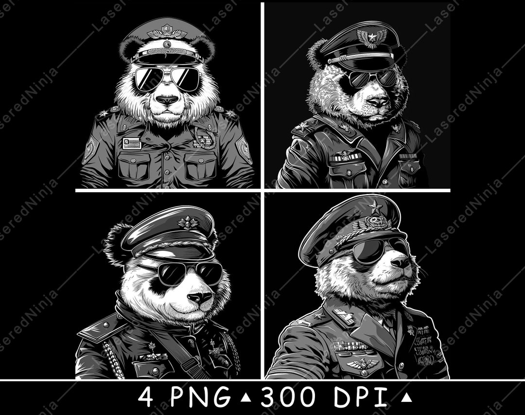 Panda Military Command Uniform Officer Sunglasses Cap Laser File ...