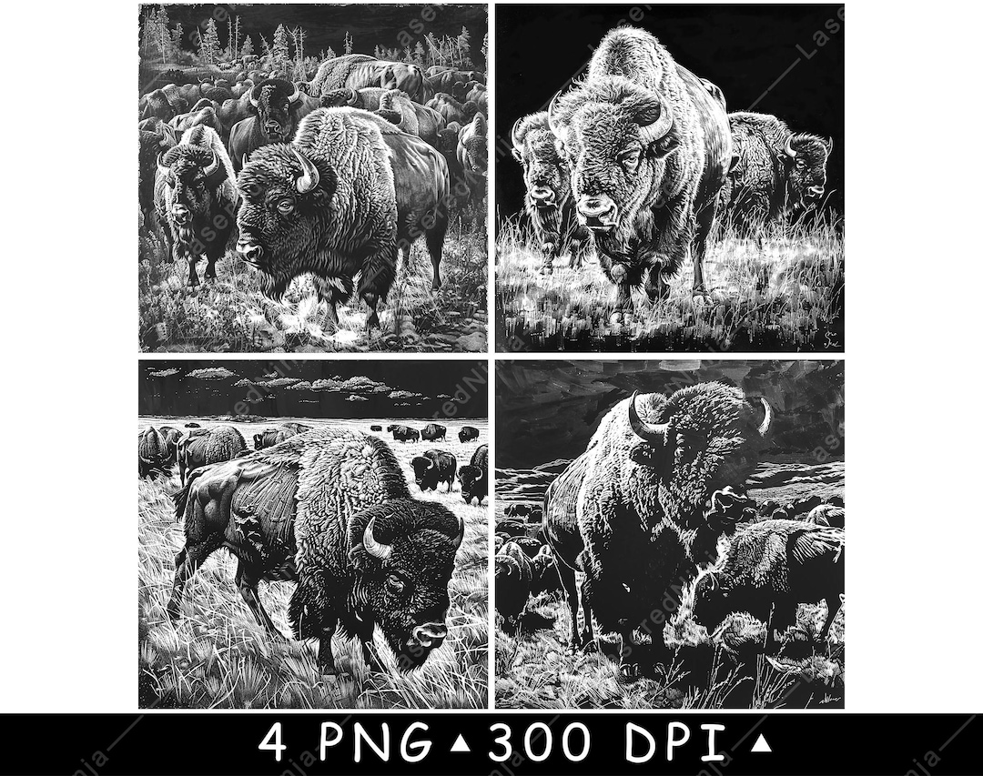 Buffalo Bison Bull Herd Wild Cattle Grassland Wildlife Laser File ...