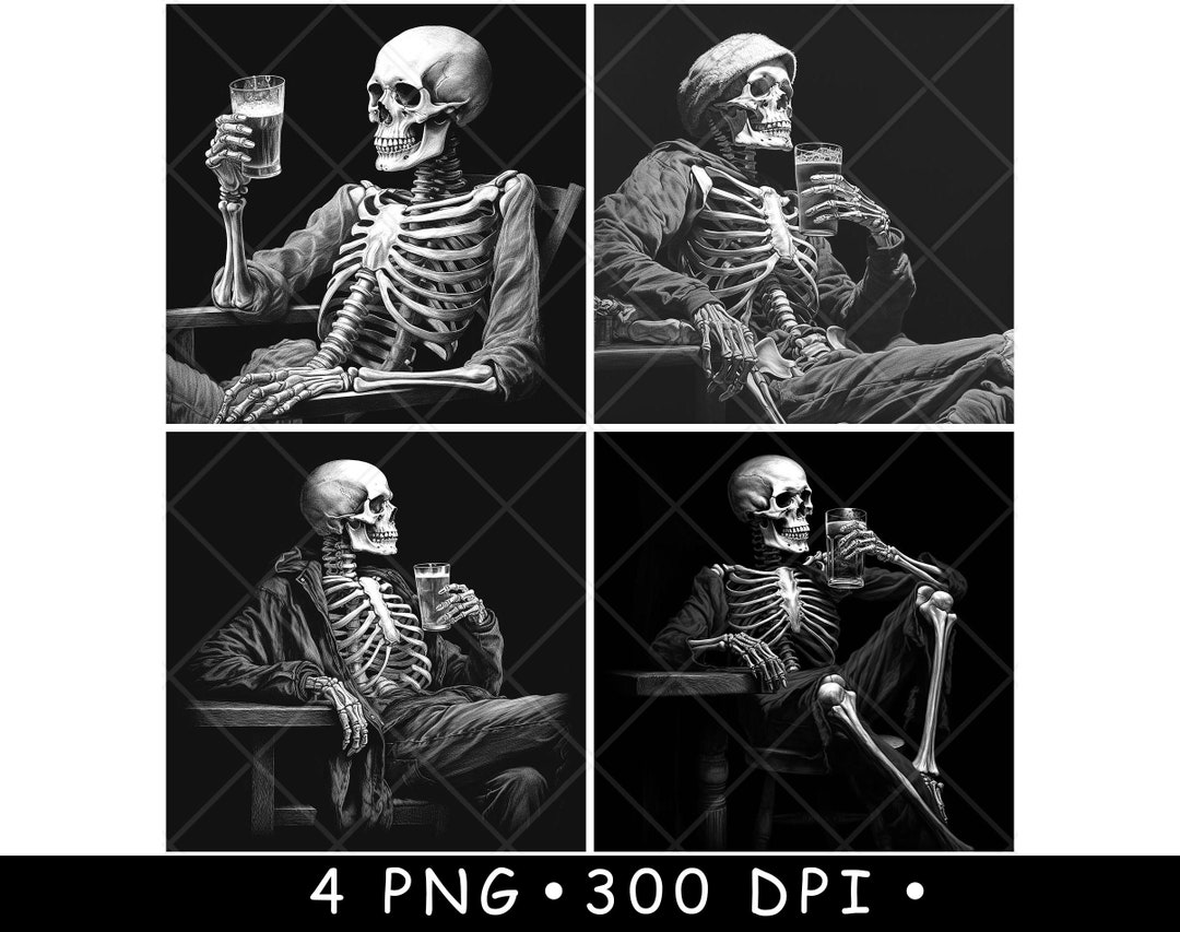 Skeleton Drinking Beer Skull Liquor Bar Alcohol Coaster Laser File ...