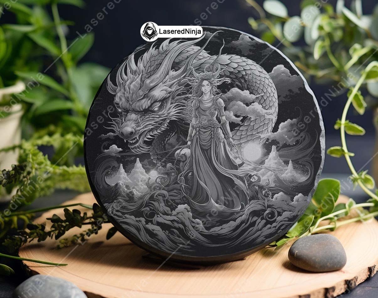 Chinese Dragon Woman Fire Serpent Myth Fantasy Warrior Laser File ...