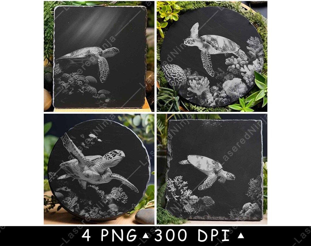 Green Sea Turtle Underwater Coral Reefs Aquatic Creature Laser File ...