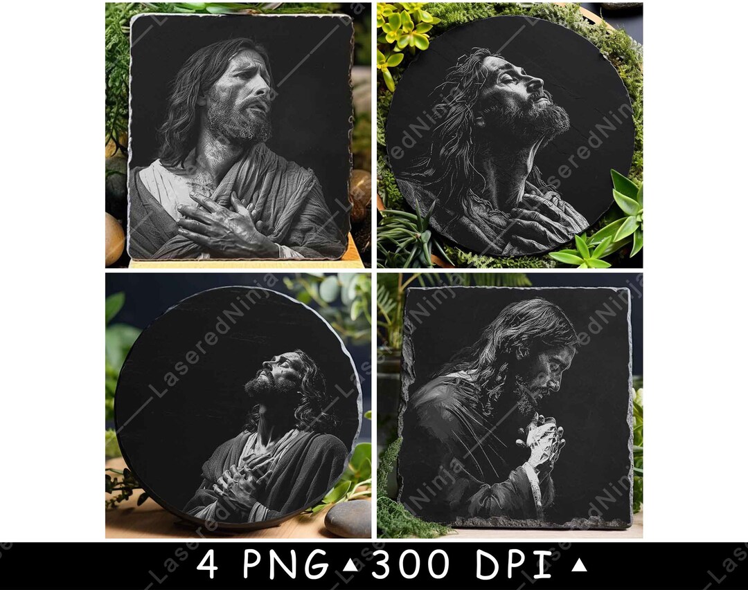 Jesus Prayer Portrait Grayscale Bundle for Laser Engraving Christian ...