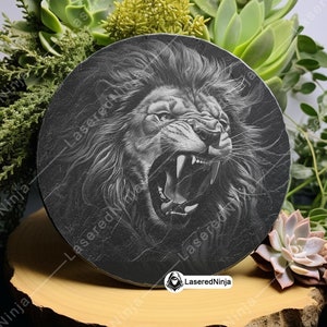 Lion Head Roaring Alpha Apex Predator King Jungle Laser PNG Slate ...