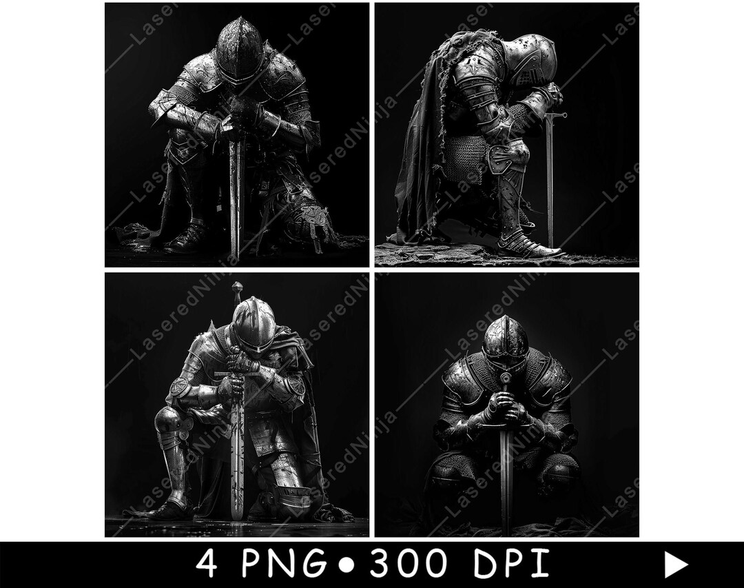 Kneeling Knight Sword Medieval Armor Chivalry Hero Guard Laser File ...