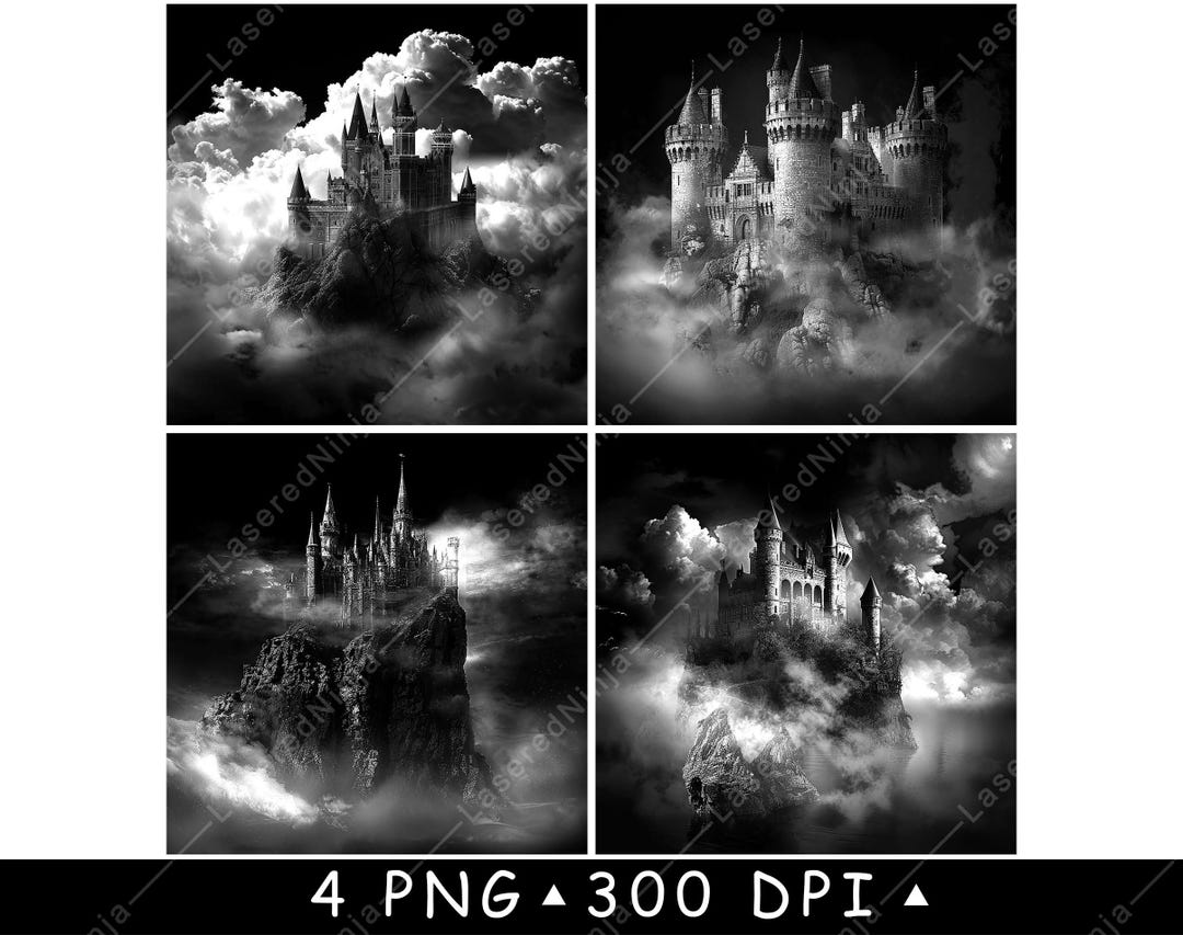 Floating Castle Clouds Royal Medieval Fortress Enchanted Laser File ...