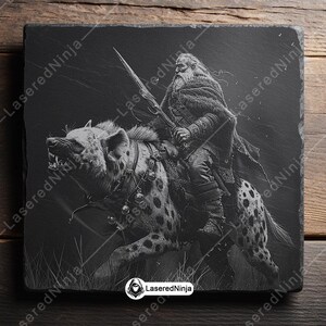Dwarven Lord Riding Hyena Viking Medieval Knights Rings Laser File ...