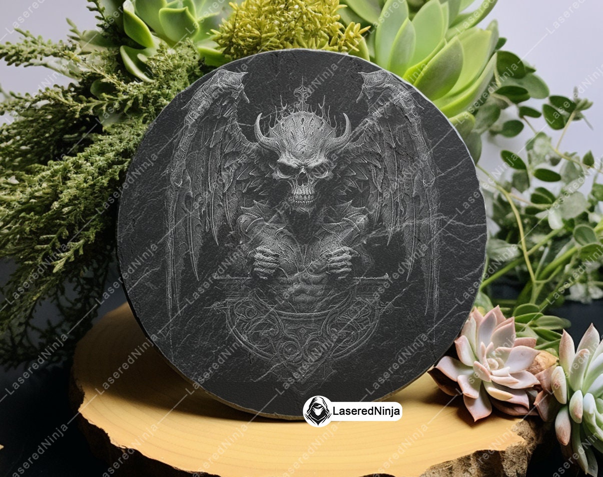 Gargoyle Statue Diablo Sculpture Demon Headstone Laser PNG Slate ...