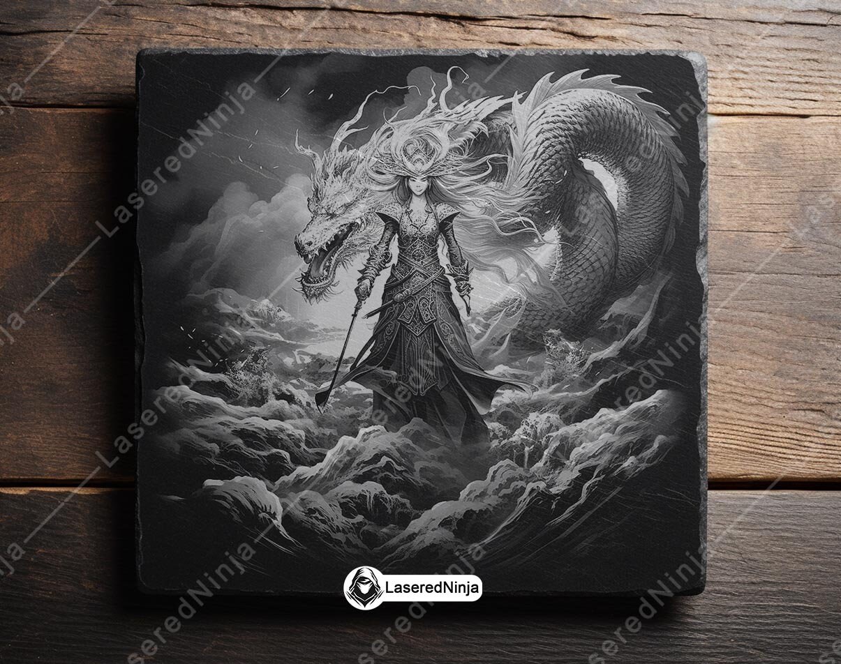 Chinese Dragon Woman Fire Serpent Myth Fantasy Warrior Laser File ...