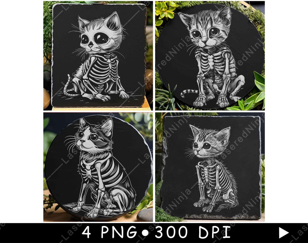 Skeleton Cat Spooky Gothic Pet Feline Ribcage Bone Horror Laser File ...