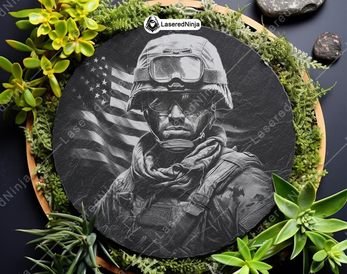 Soldier US Army Veteran American Flag Patriot War Battle Laser File ...