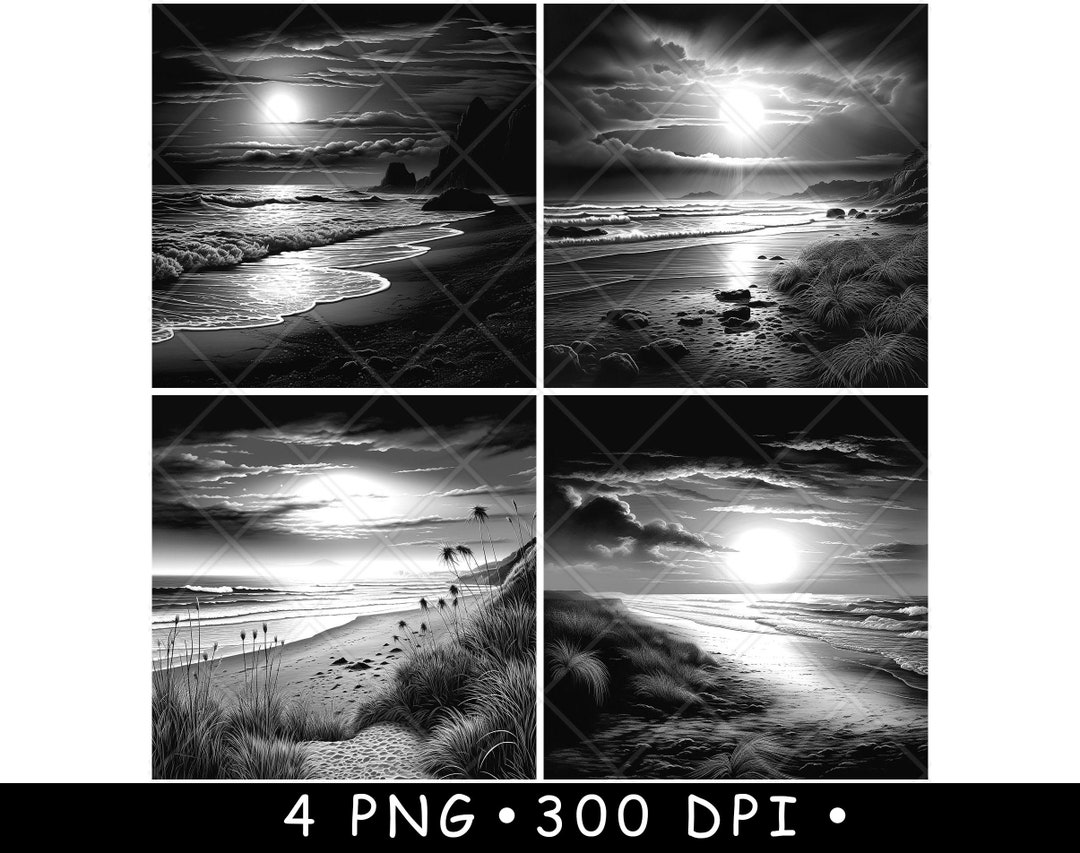 Ocean Sunrise Sunset Moon Beach Water Sea Horizon Scene Laser File ...