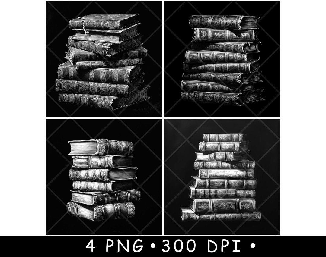 Book Stack Tower Gothic Pile Old Vintage Library Spines Laser File ...