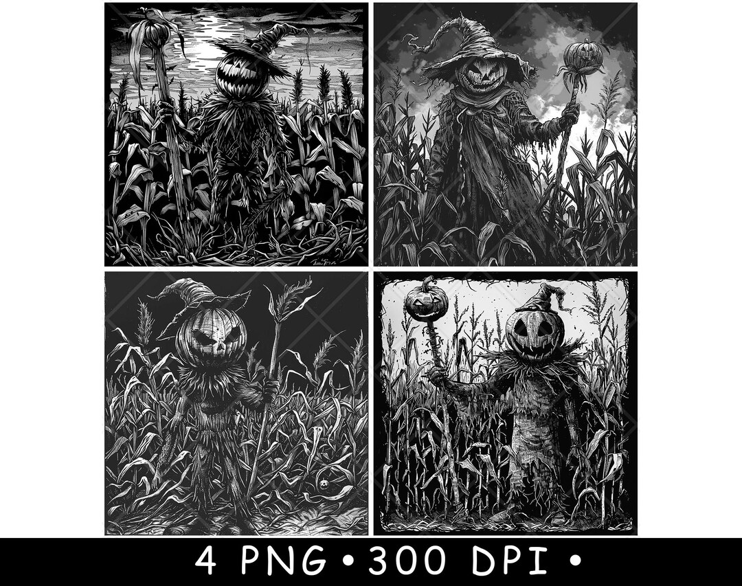 Scarecrow Pumpkin Cornfield Spooky Halloween Haunted Farm Laser File ...