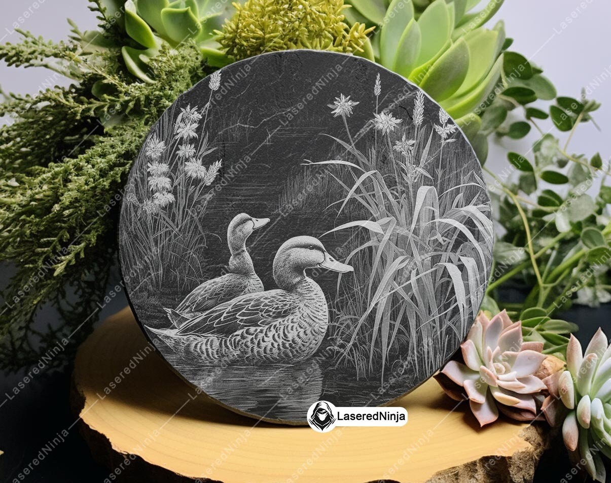 Duck Swamp Marsh Couple Wildlife Farm Wetland Scene Coaster Laser File ...