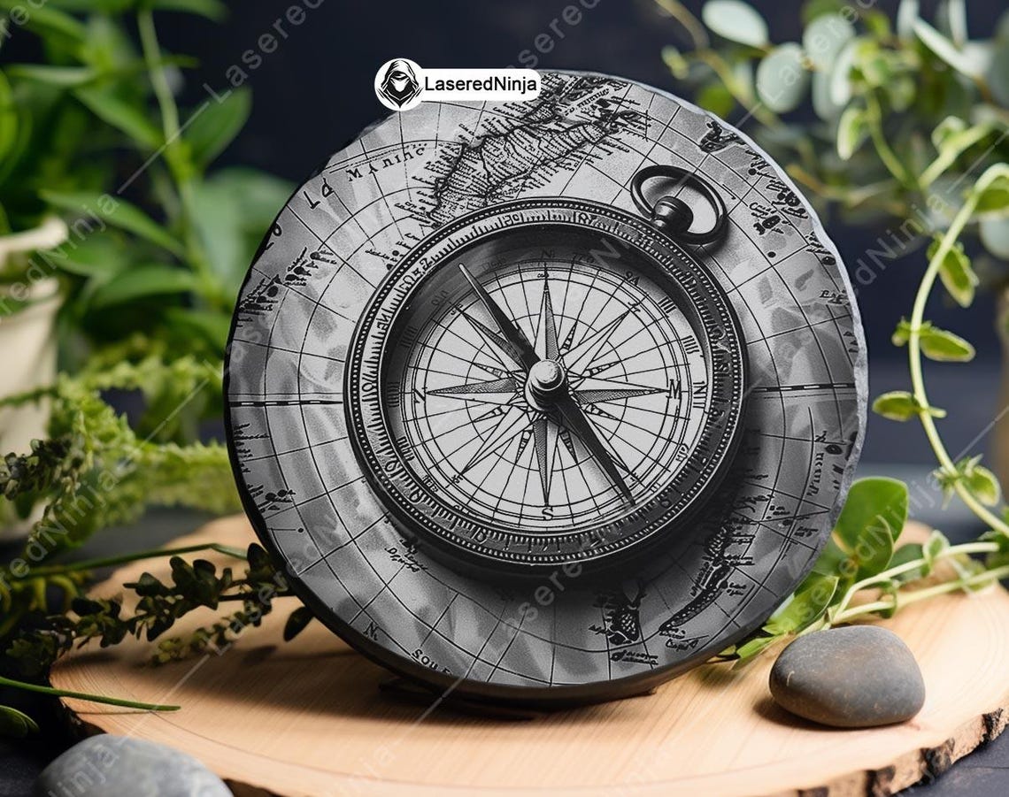 Vintage Compass World Map Navigation Cartography Nautical Laser File ...