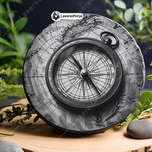 Vintage Compass World Map Navigation Cartography Nautical Laser File ...