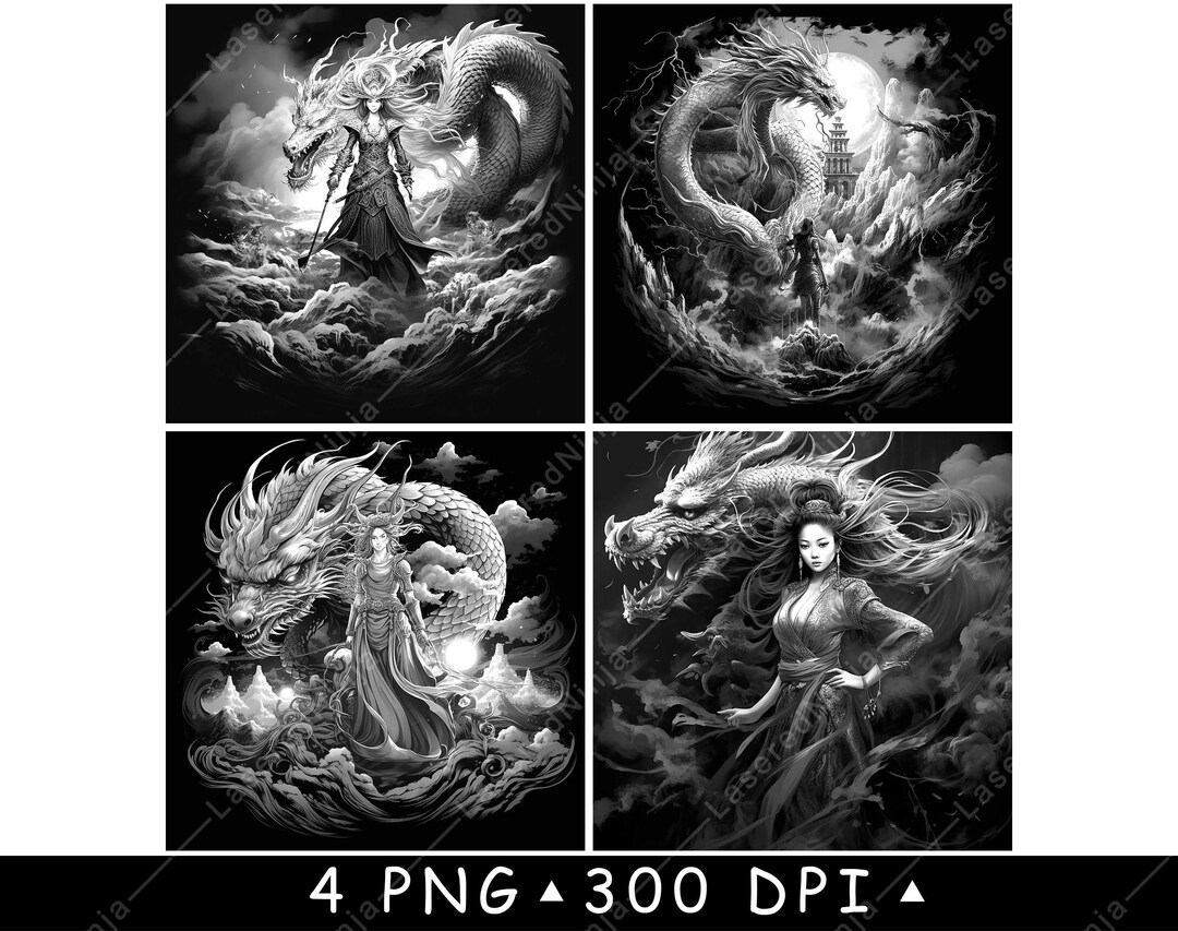 Chinese Dragon Woman Fire Serpent Myth Fantasy Warrior Laser File ...