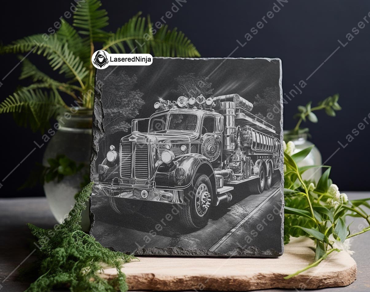 Old Firetruck Rescue Firefighter Truck Vintage Vehicle Laser File ...