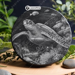 Green Sea Turtle Hawksbill Sea Coral Reef Scene Art Coaster Laser File ...