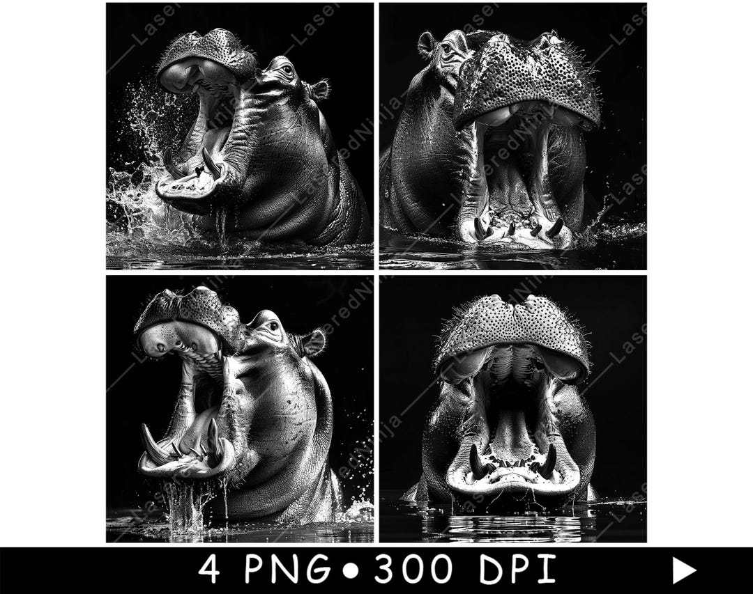 Hippo Mouth Open Water Beast Wildlife Animal Beast Mammal Laser File ...
