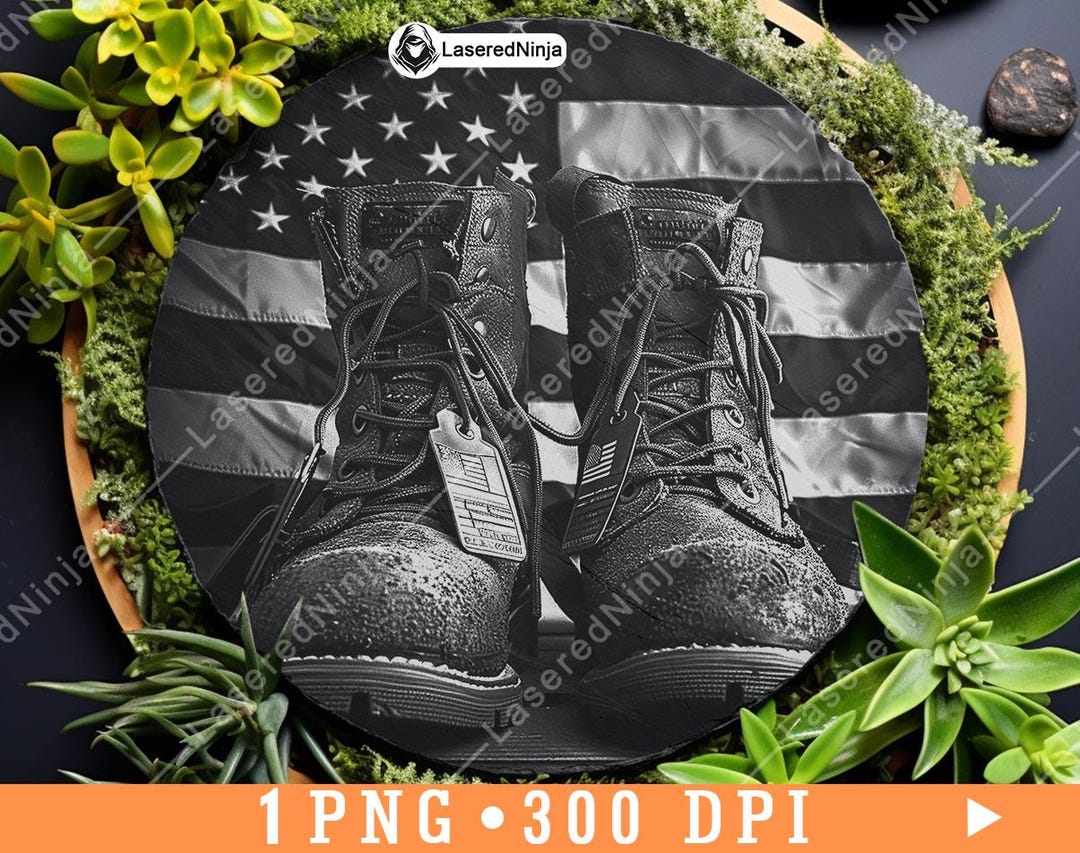 Dog Tags Boots American Flag Soldier Footwear Combat Gear Laser File ...