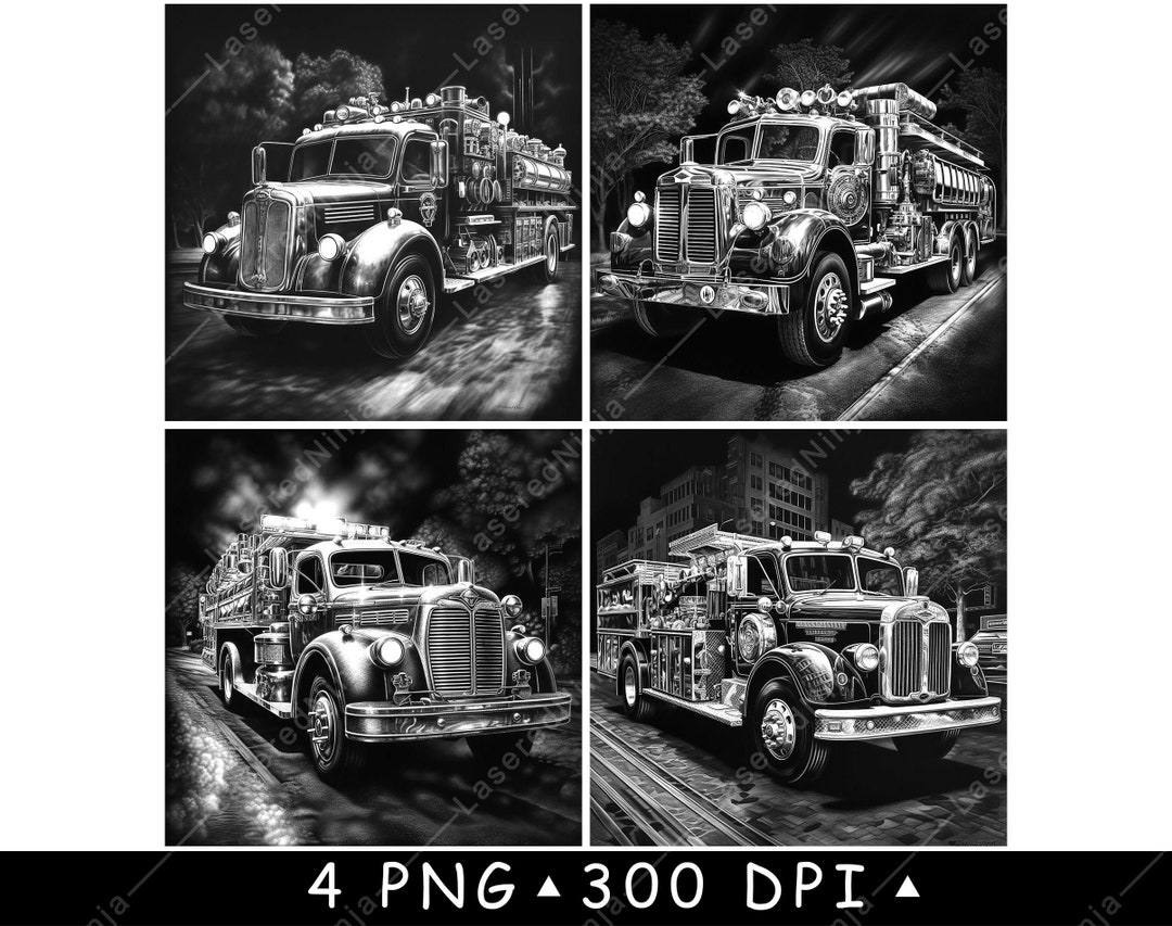 Old Firetruck Rescue Firefighter Truck Vintage Vehicle Laser File ...