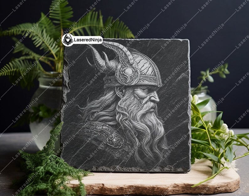 Viking Head Face Norse Valhalla Helmet Medieval Laser PNG Slate Coaster ...