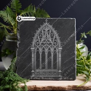 Gothic Window Victorian Cathedral Arch Frame Glass Coaster Laser File ...