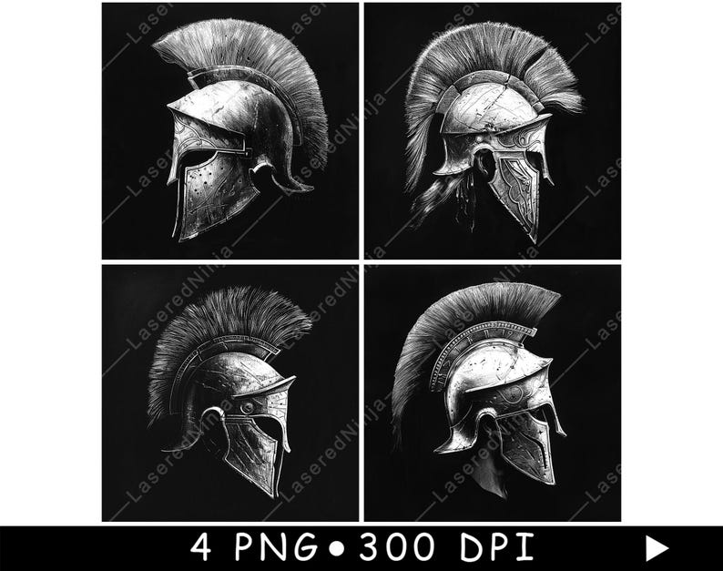 Spartan Helmet Bundle Black and White Ancient Greek Warrior Helm ...