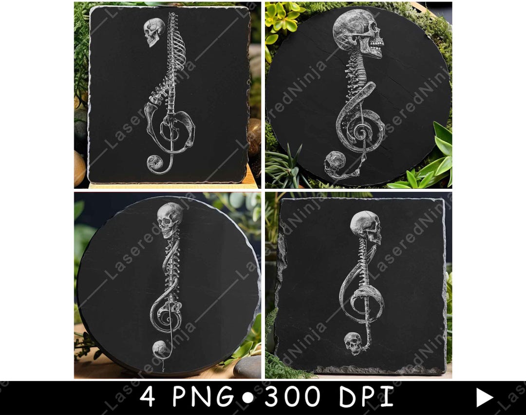 Musical Note Human Spine Skull Music Symbol Bones Anatomy Laser File ...