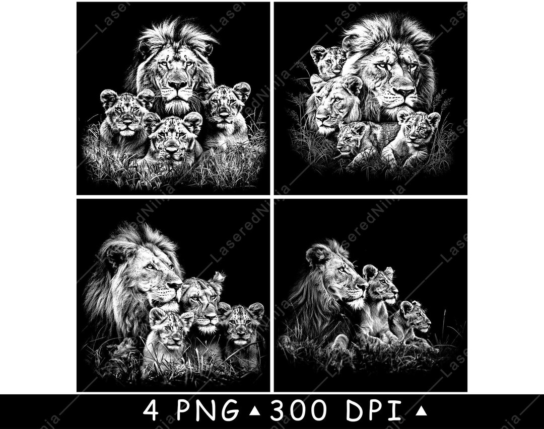 Lion Family Cub Africa Wildlife Scene King Jungle Alpha Laser File ...