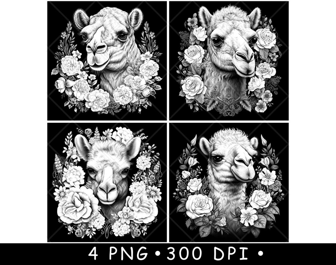 Camel Head Floral Portrait Arabian Desert Animal Wreath Laser File ...