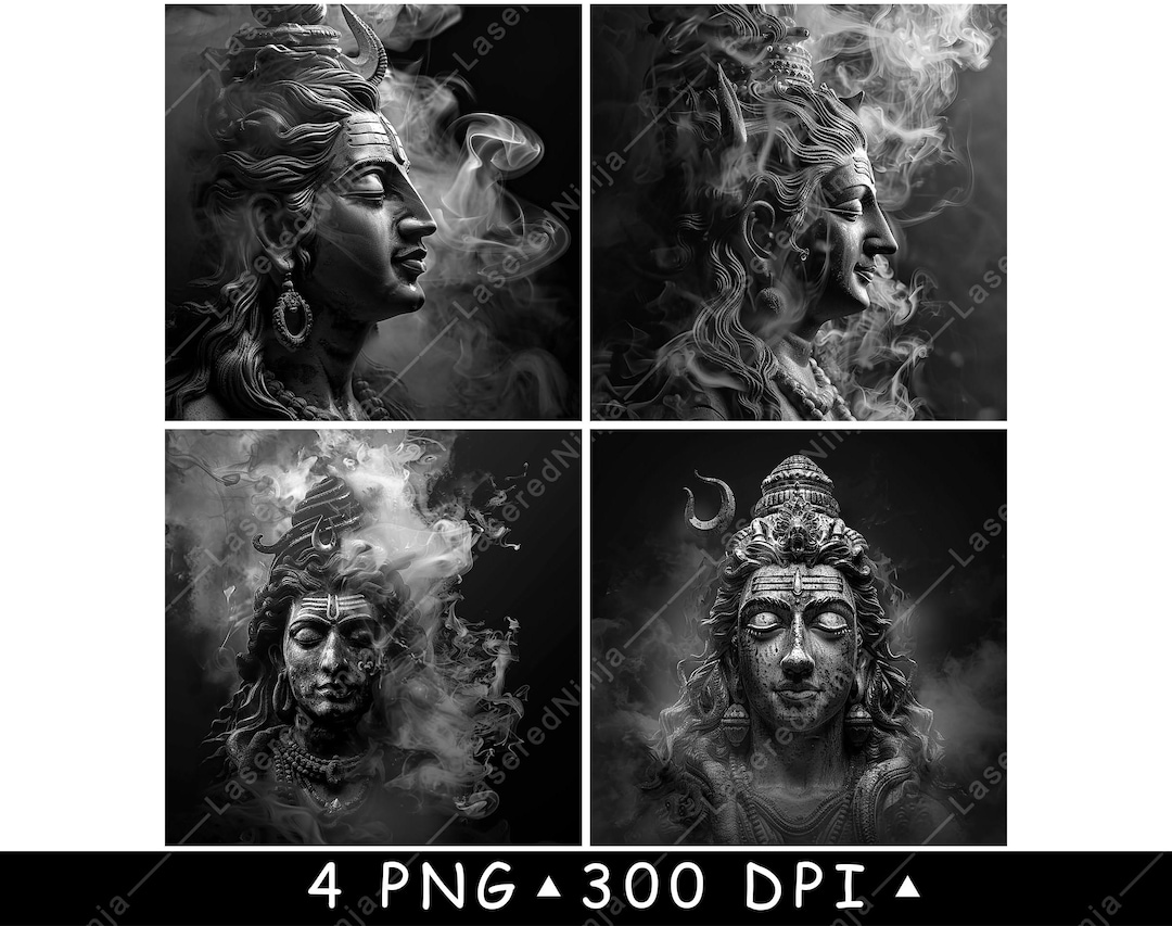 Lord Shiva Portrait With Smoke Crescent Moon Sacred Hindu Deity Digital ...