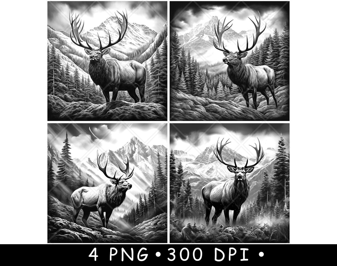 Bull Elk Wapiti Wildlife Forest Wild Animal Antlers Hunt Laser File ...