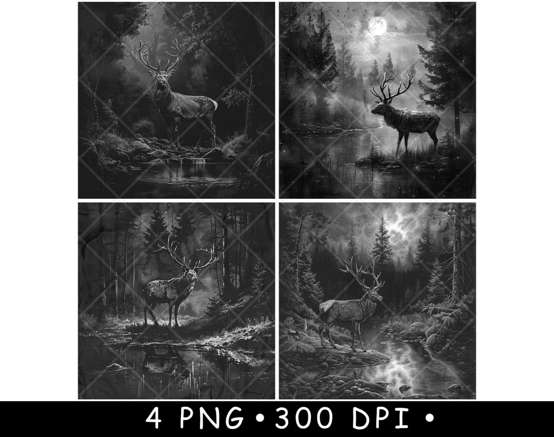 Deer Elk Bull Lake Forest Water River Stag Wapiti Woods Laser File ...