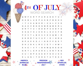 4th of July Word Search - Etsy